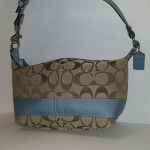 Coach | Bags | Like Newcoach Blue Signature Stripe Top Handle | Poshmark